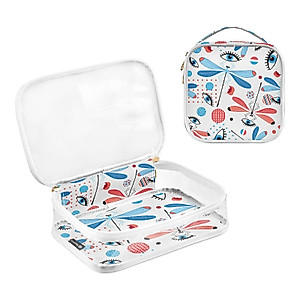 Dragonfly Eyes 2 Pieces Clear Makeup Cosmetic Toiletry Bags for Women PVC Waterproof Portable Travel Storage Carry Pouch with Gold Zippers Organizer Case for Traveling Vacation Bathroom Organizing