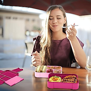 STAVOZE Bento Box, Bento Lunch Box for Kids, 1550ML Lunch Containers for Kids/Adults/Students, 6 Compartment LeakProof Adult Lunch Box with Utensils, Microwave/Dishwasher/Freezer Safe