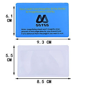 Outus 4 Pack Plastic Reading Magnifier Lens Credit Card Size Magnifier Wallet Pocket Lens Firestarter (300% Magnifier Lens)