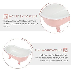 Mini Bathtub Flower Pot Ceramic Succulent Planter Pot Flower Pots Porcelain Plant Pot Vintage Retro Plants Bonsai Holder Desktop Flower Vase Cactus Containers Soap Dish