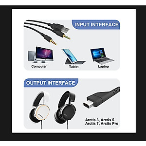 Sqrgreat Arctis 7 Audio Replacement Cable Cord for SteelSeries Arctis 3, Arctis 5, Arctis 7, Arctis Wireless, Arctis Pro Gaming Headset(2 in 1, 3.5mm, 5.9ft)