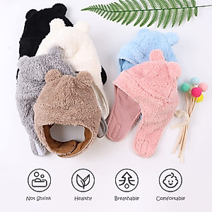 Bear Baby Winter Hat Toddler Earflap Beanie Unisex Infant Snow Cap Warm Fleece Kids Trapper Hats for Girls Boys 0-36M(Khaki,S)
