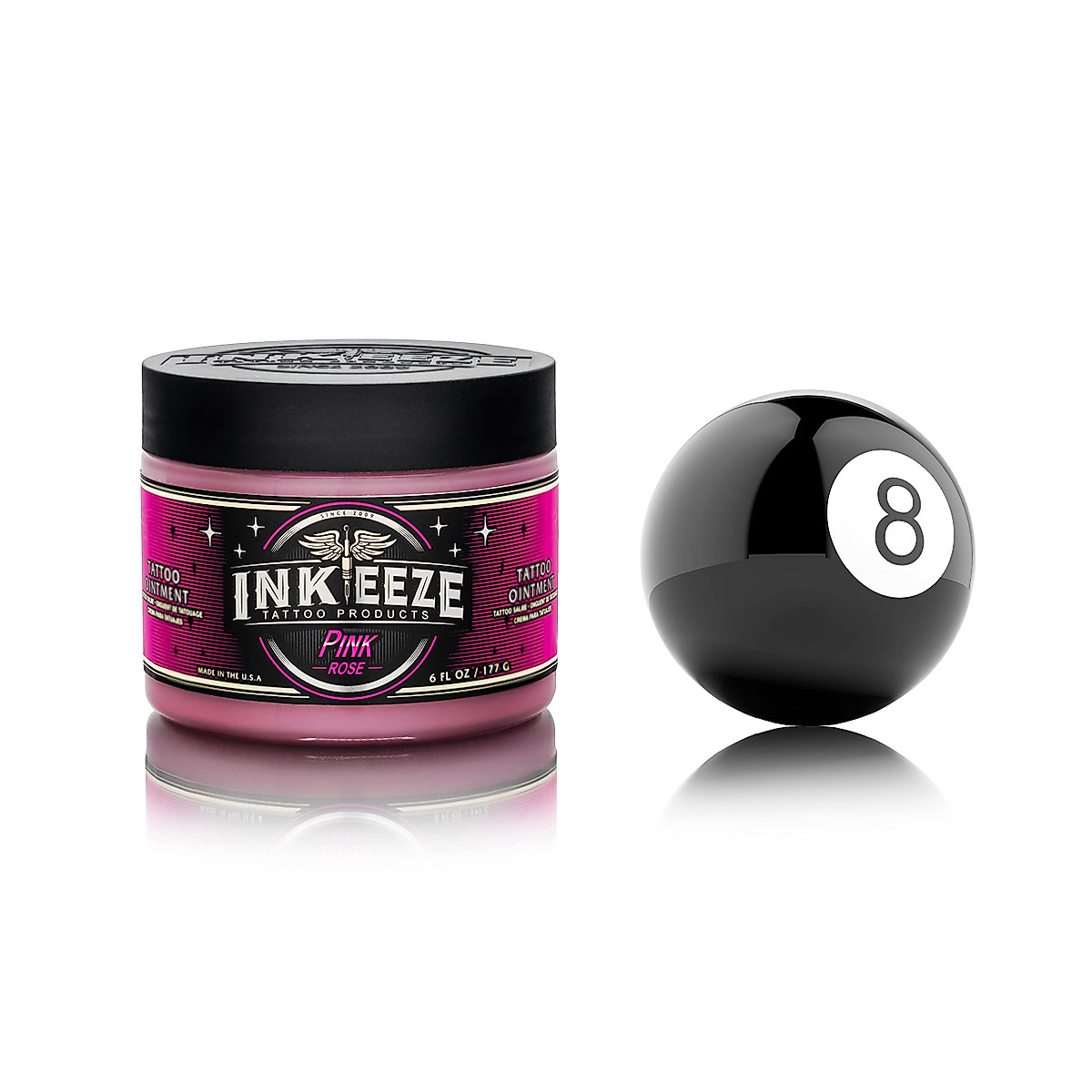INK-EEZE Pink Tattoo Ointment for Artists and Aftercare, Essential Oils, Vegan, Cruelty Free, Made in USA, Bubble Gum, 6oz