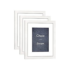 DEKWINN 8x10 Picture Frame Set of 3 with Real Glass for Pictures 5x7 with Mat or 8x10 Without Mat, Wall Mounting or Tabletop display Photo Frames in White