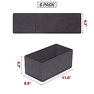 DIOMMELL 6 Pack Foldable Cloth Storage Box Closet Dresser Drawer Organizer Divider Fabric Baskets Bins Containers for Clothes Underwear Bras Socks Lingerie Clothing, Dark Grey 060