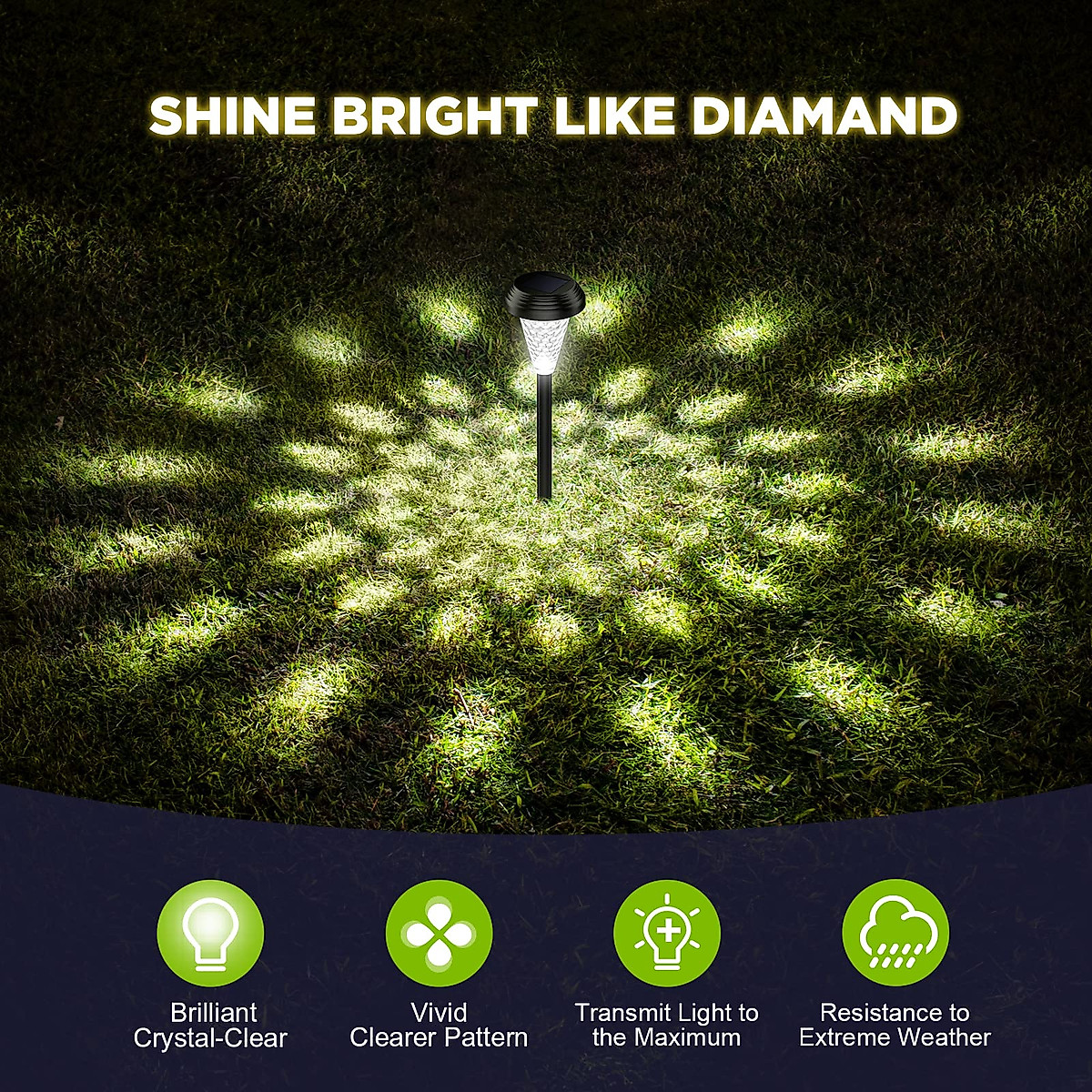 Minord Ultra Bright Solar Lights Outdoor Waterproof, [Up to 12H Lighting / Stainless Steel] Solar Outdoor Lights Auto On/Off, LED Garden Lights Solar Powered for Yard Patio Pathway Landscape