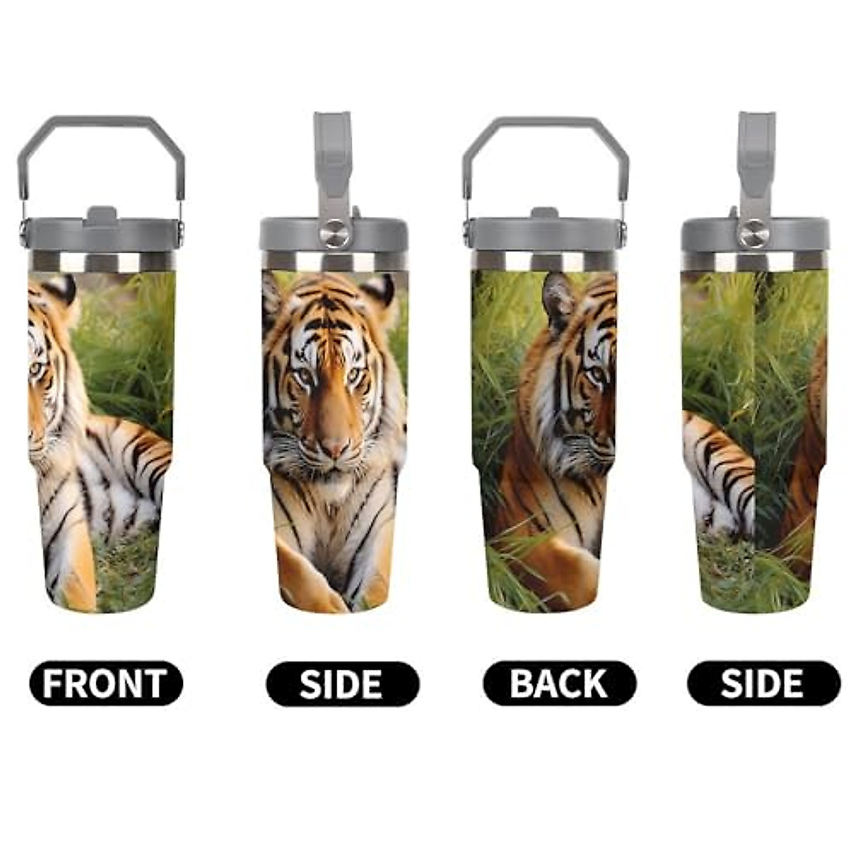 SYJTGDE Large Capacity Car Cup Tiger Laying On The Grass Fashionable Upgrade Car Cup Advanced And Beautiful Travel Cup