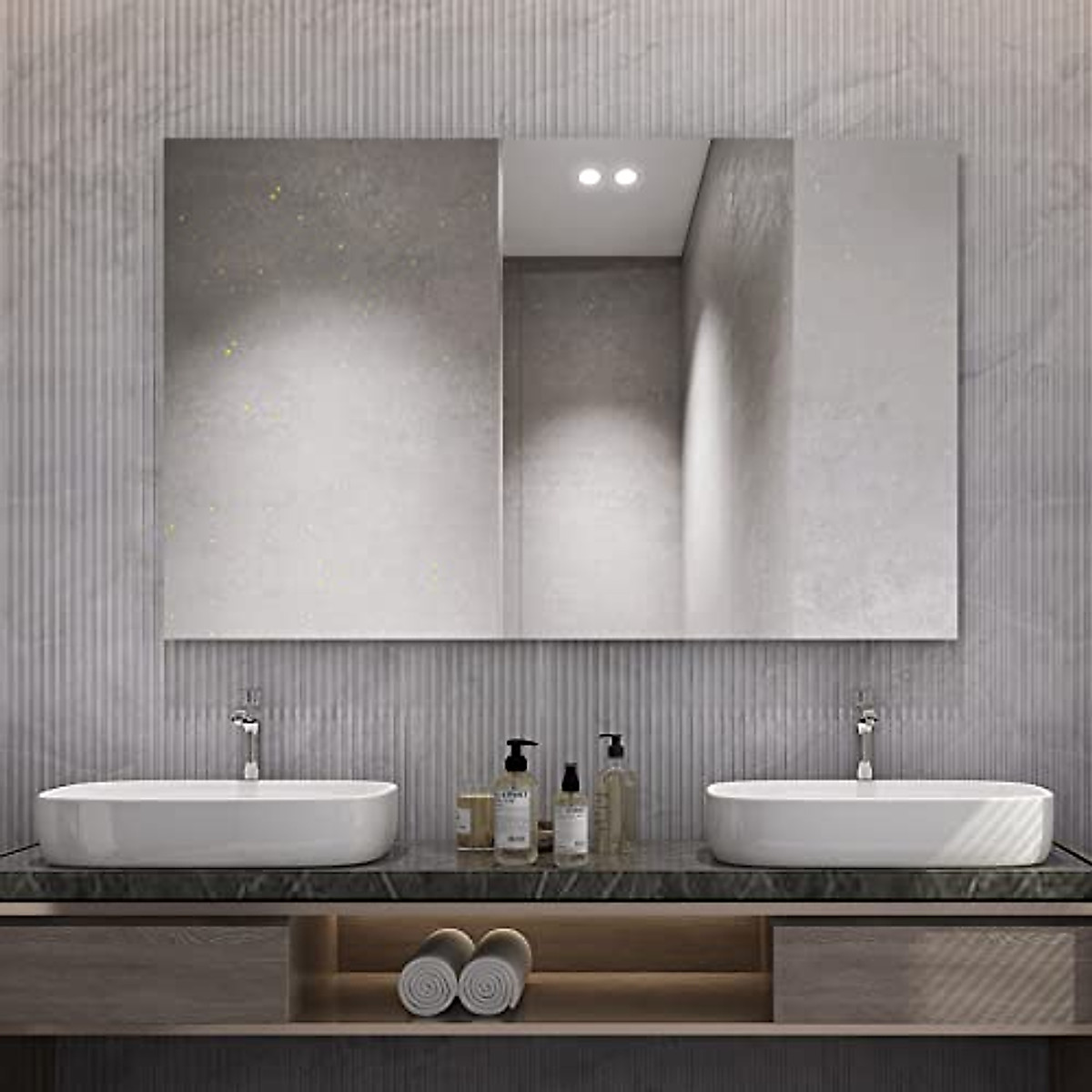 Mirrorons Frameless Mirror, Wall Mirror 47" x 30", Modern Rectangle Bathroom Mirrors for Wall with Polished Edge, Hangs Horizontally or Vertically. Entryways, Bathroom.
