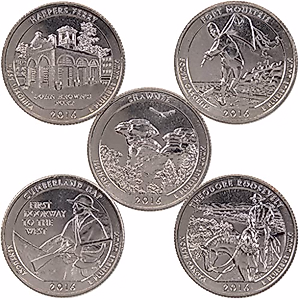 2016 S National Park Quarter 5 Coin Set Uncirculated Mint State Clad 25c