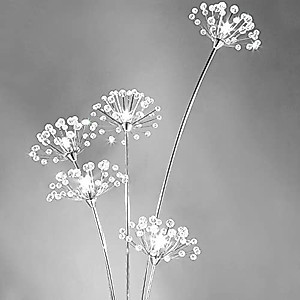 DYRABREST 5 Heads Crystal Dandelion LED Floor Lamp,Elegant Modern Creative Crystal Standing Lamp with 317 Foot Switch for Living Room,Bedroom,Office,35x3W LED Bulb (Included),Sliver