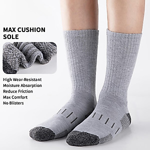 Heatuff Men’s Crew Athletic Socks Cushioned Moisture Wicking Work Boot Socks for All Seasons (6 Pairs)