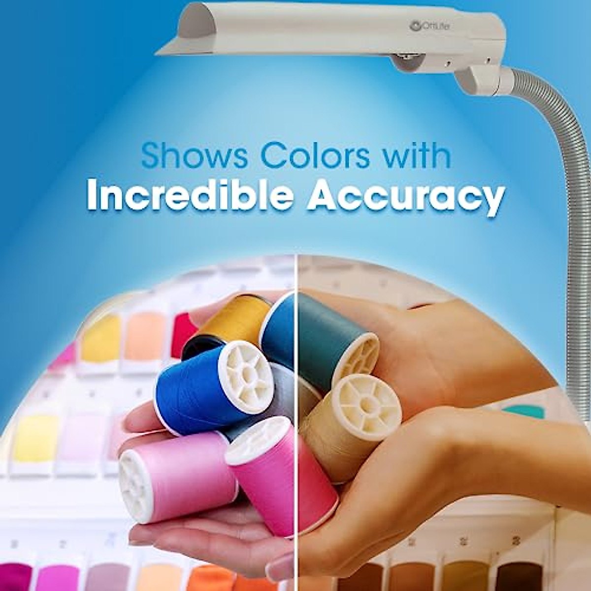 OttLite 18w EasyView Standing Floor Lamp with Optical Grade 3X Magnifier Attachment Arm & Flexible Neck - Wide Wing Shade with Modern Design for Crafting, Work, Office, Dorm Room, Sewing & Reading