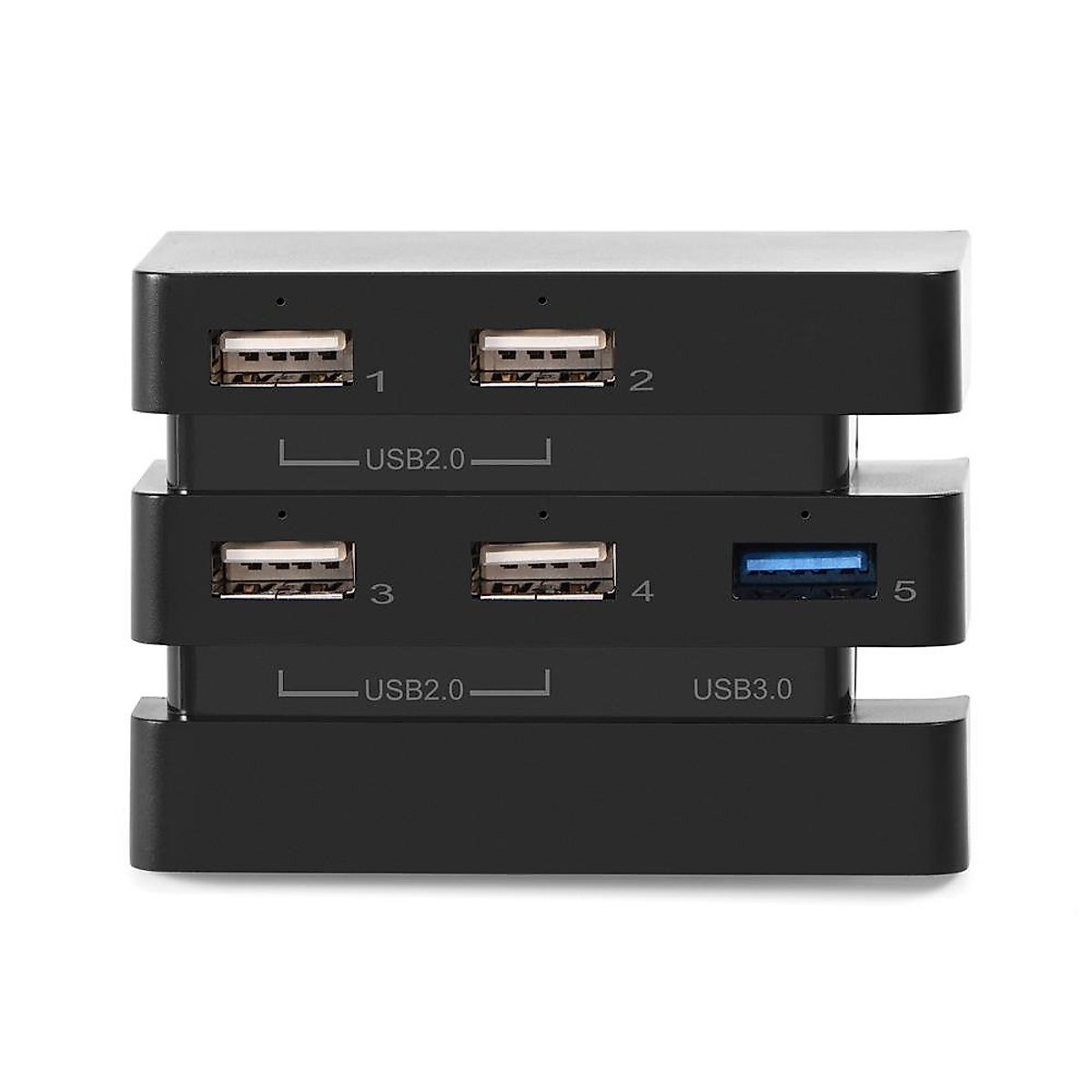 Bewinner 5-Port USB Hub, 5 Port USB Hub for PlayStation 4 Pro Console, 1 USB 3.0 and 4 USB 2.0 Port,Unique LED Indicators - Black