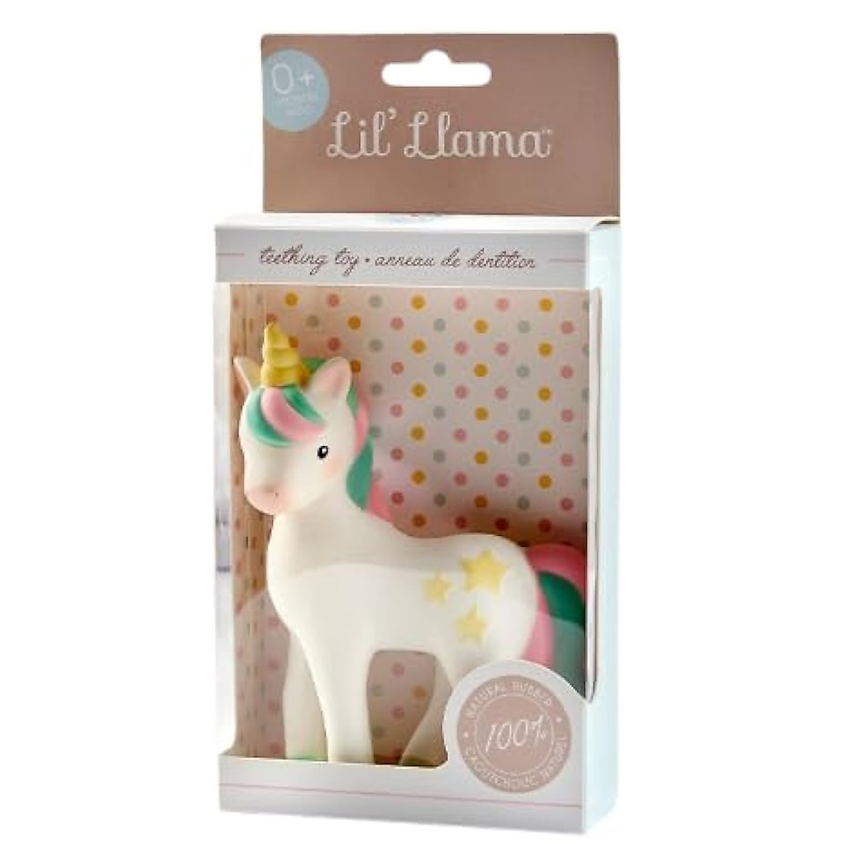 Lil' Llama Baby Teething Toys, Unicorn Teether for Toddler & Baby Boys and Girls, 100% Natural Rubber Squeaker, BPA-Free, Soothe Sore Itchy Gums & Teething Pain (Unicorn)