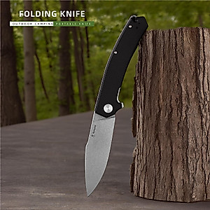 Warspear Degory Flipper Folding Knife 3.75" Stonewshed D2 Blade Black G10 Handle Outdoor Camping Fishing Pocket Knife With Deep Carry Clip WP902WBK