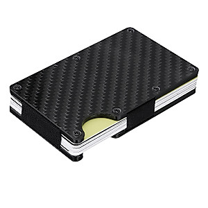 Yellowknife Carbon Fiber Minimalist Wallet for Men - RFID Wallets for Men Credit Card Holder Metal Money Clip - Slim Rigid Mens Wallet