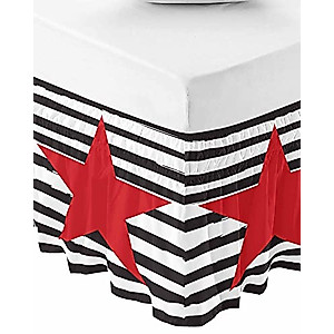 Independence Day Bed Skirt Cal King Size 18 Inch Drop, Adjustable & Elastic Wrap Around Bed Skirts Pleated Luxury Dust Ruffles for Twin Full Queen Cal King Base Bed, Red Stasr Black Stripes Farmhouse