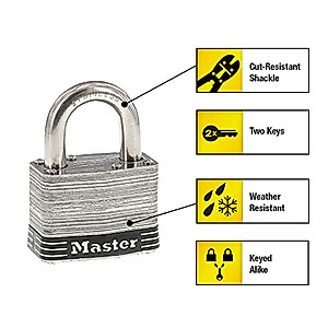 Master Lock 5SST Stainless Steel Outdoor Padlock with Key, 2 Pack Keyed-Alike