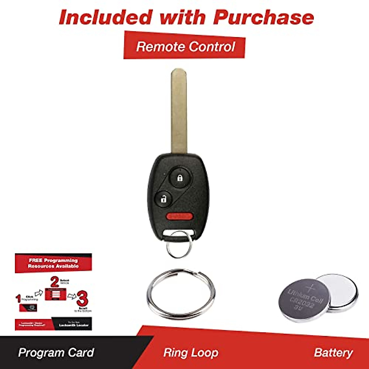 KeylessOption Remote Key Fob 3btn for Honda (N5F-S0084A)