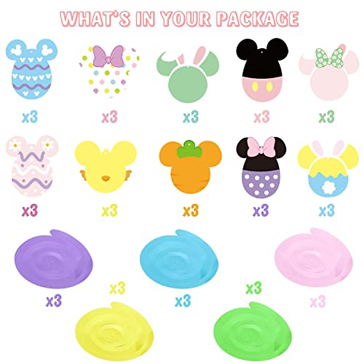 Eartim 30Pcs Easter Mouse Inspired Swirls Hanging Decorations, Mouse Head Hanging Swirls Whirl Foil Ceiling Streamers for Spring Holiday Easter Party Decor Mouse Theme Birthday Party Favor Supplies