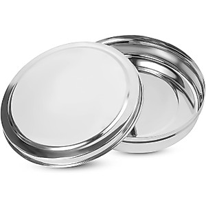 KSJONE Stainless Steel Chocolate Flat Slim and Sleek Canisters/Puri Dabba/Storage Containers Set of 3 Pcs Big Set (11 Oz, 14 Oz, 17 Oz)