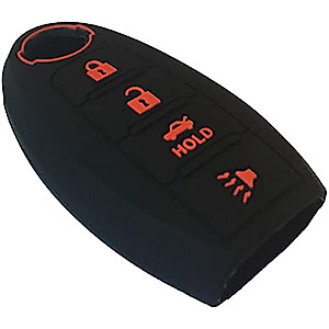 2 Pack Sillicone Key Fob Cover Remote Case Protector Bag Shell for Nissan Teana Murano Maxima Pathfinder Rogue Versa 350Z 370Z Sentra Altima CWTWB1U840 285E3-3SG0D (Black+Black)