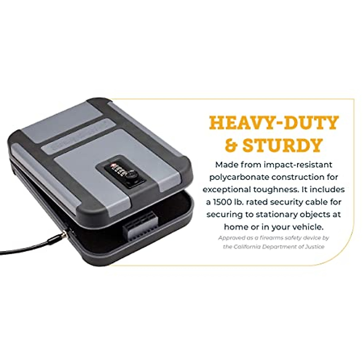 SnapSafe Treklite Combination Lock Box - Polycarbonate Portable and Lightweight Gun Lock Box - with Keyed Lock and Foam Lining - Ideal for Travel, TSA Approved - XL, Black, 10 x 7 x 2 Inches