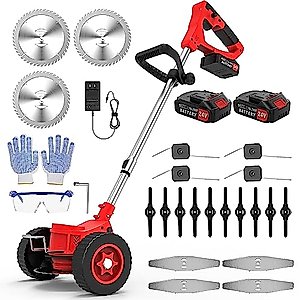 Rigel Weed Wacker Cordless Brush Cutter with 3 Types Blades, Stringless Weed Trimmer Electric Weed Eater Battery Powered Lightweight for Lawn Garden Pruning/Trimming, Included 2Pcs 24V Batteries