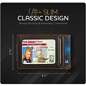 Money Clip Leather Wallet For Men Slim Front Pocket RFID Blocking with Super Strong Magnetic