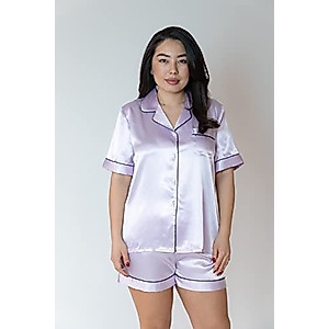 Bride Pajama Set Bride PJs Pajamas for Women Satin Silk Pajamas Bridal Shower Gift Sexy Pajamas for Women Short Set Sleepwear Purple