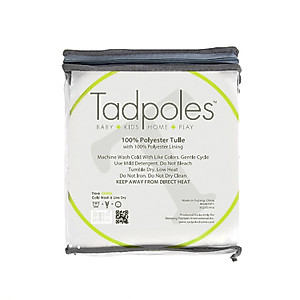 Tadpoles Triple Layer Tulle Crib Skirt | 28" x 52" with a 16" Drop | Made of 100% Polyester Panels, 80% Polyester & 20% Cotton Lining | Soft, Smooth & Durable | Ideal for Babies | White