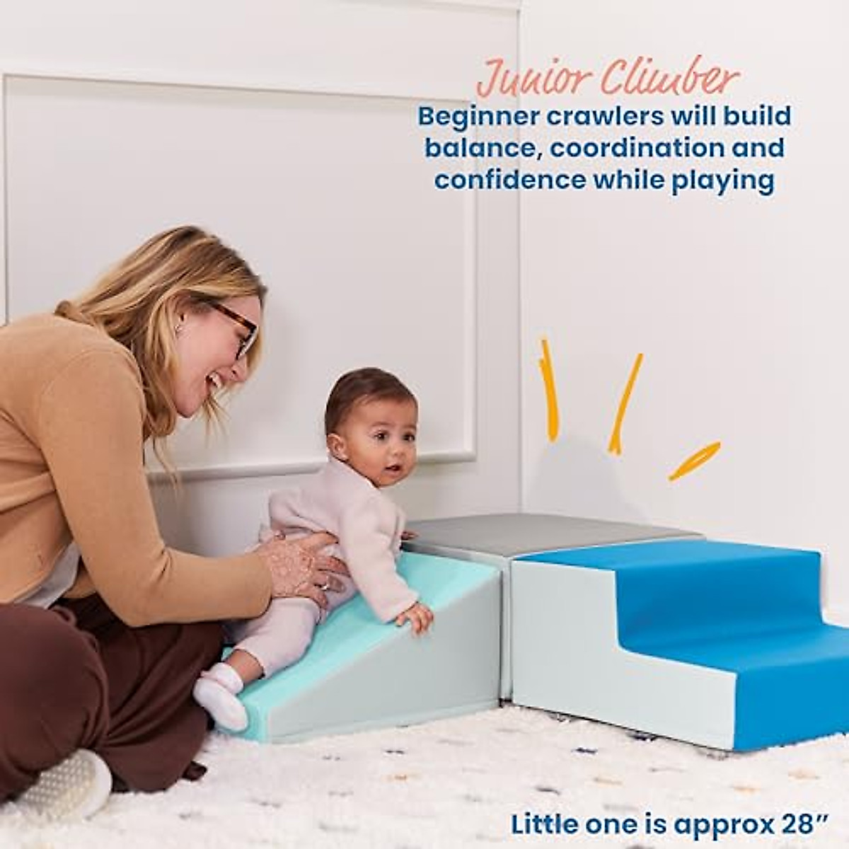 ECR4Kids SoftZone Junior Little Me Climb Crawl and Slide, Beginner Playset, Contemporary, 3-Piece