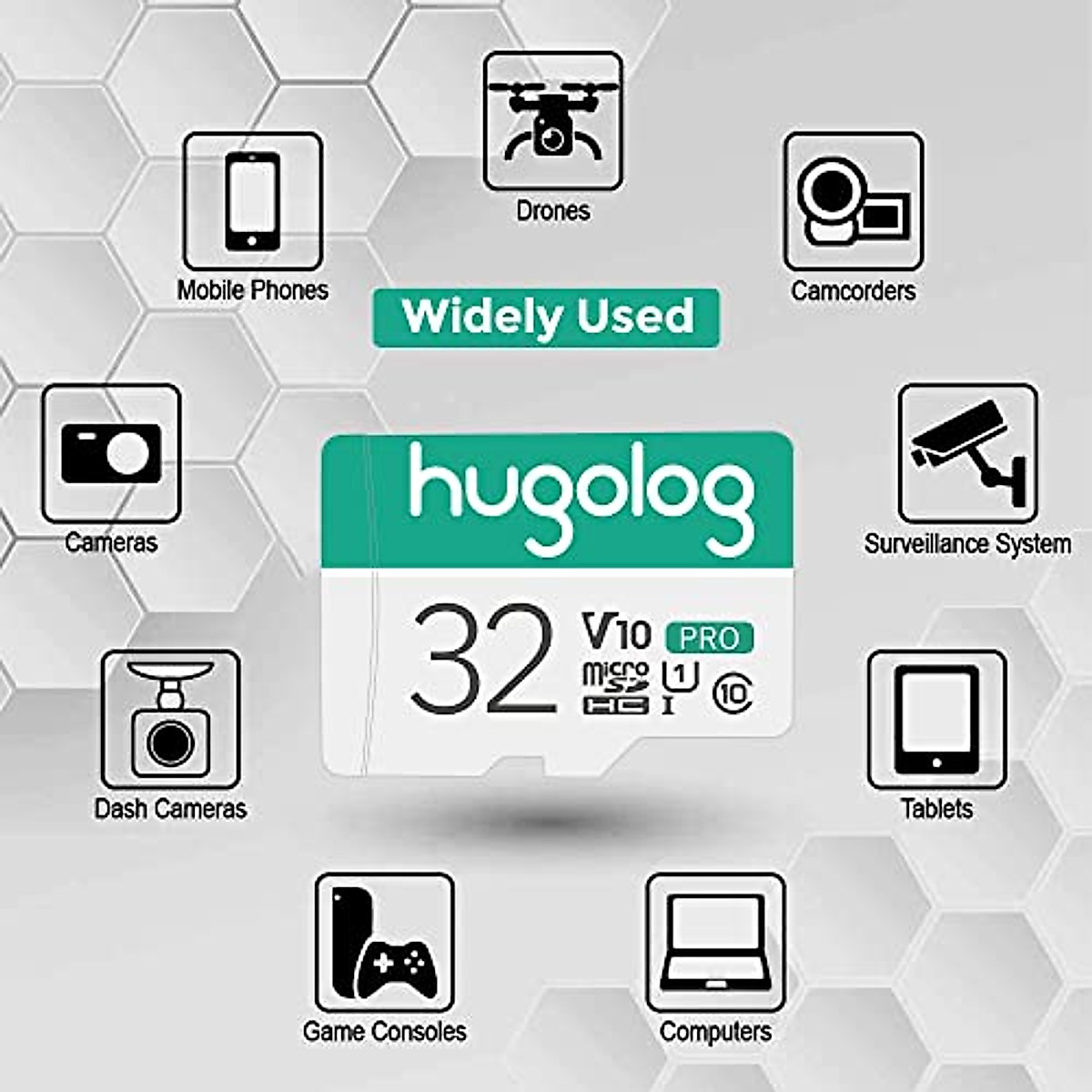 Hugolog 32GB Micro SD Card 5 Pack, Micro SDXC UHS-I Memory Card – 95MB/s,633X,U3,C10, Full HD Video V30, A1, FAT32, High Speed Flash TF Card P500 for Phone/Tablet/PC/Computer