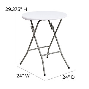 Flash Furniture Elon 2' Round All-Occasion Plastic Folding Event Table, Foldable Portable Banquet Table for Indoor/Outdoor Events, White