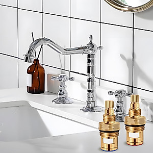 Brass KSRPL3200HC&Brass KSRPL3200CC Ceramic Cartridge Replacement Parts Set, Compatible With CC Basin Faucet Cold Ceramic Cartridge & Hot Ceramic Cartridge, 2-1/8"