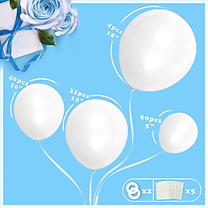 Henviro White Latex Different Size Balloons -139PCS 18/12/10/5 Inches for Balloon Arch Garland Kit. For Birthdays, Baby Shower, Graduation, Wedding, gender reveal, Bachelorette Parties Decorations