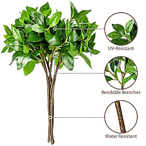 Grand Verde Greenery Branches 21” Tree Stems Artificial Plants Green Leaves Faux Bush, 6pcs Set