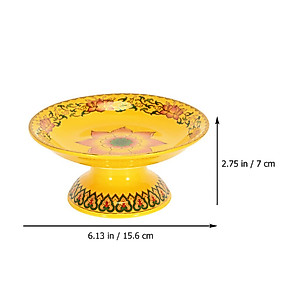 VOSAREA Buddhist Offering Plate Tall Tribute Plate Buddha Offering Tray Worship Offering Tray Offering Bowls Tibetan Temple Buddhist Food Tray Holy Water Bowl Ceramics Cake Pan Snack
