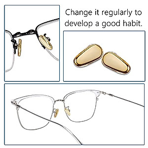 10 Pairs Silicone Gold Eyeglasses Nose Pads Screw in 1 Piece of Glasses Cleaning Cloth, Screw, Screwdriver Glasses Accessories Replacement Kit