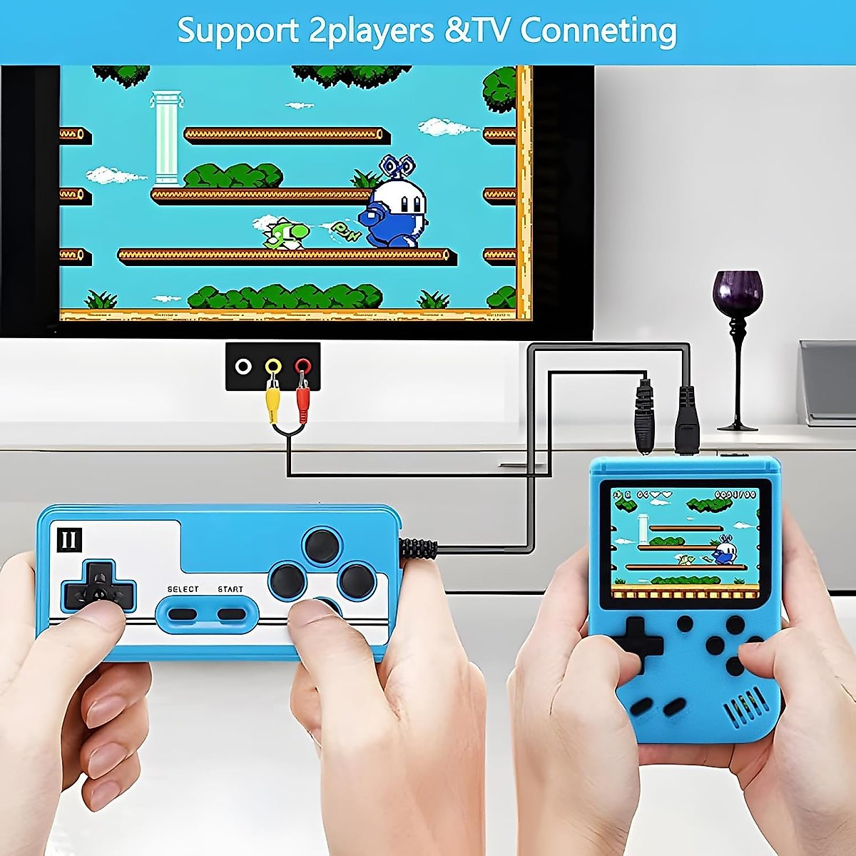 YELLAMI Retro Handheld Game Console with 400 Classical FC Games-3.0 Inches Screen Portable Video Game Consoles with Protective Shell-Handheld Video Games Support for Connecting TV & Two Players