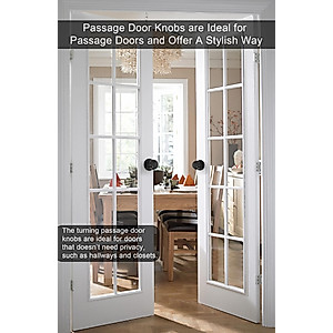 goldenwarm Black Passage Door Knobs, Matte Black Closet Door Knobs Interior, Black Passage Door Knobs Set for Hallway, Closet (5 Pack, Matte Black)