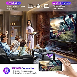 Native 1080P 5G WiFi Bluetooth Projector, AILESSOM 20000LM 450" Display Support 4K Movie Projector, High Brightness for Home Theater and Business, Compatible with iOS/Android/TV Stick/PS4/HDMI/USB/PPT