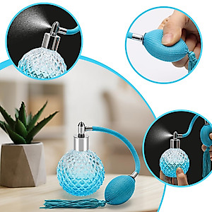 Coolrunner Crystal Art Vintage Style Refillable Perfume Atomizer Long Spray Bottle 100ml (Blue)