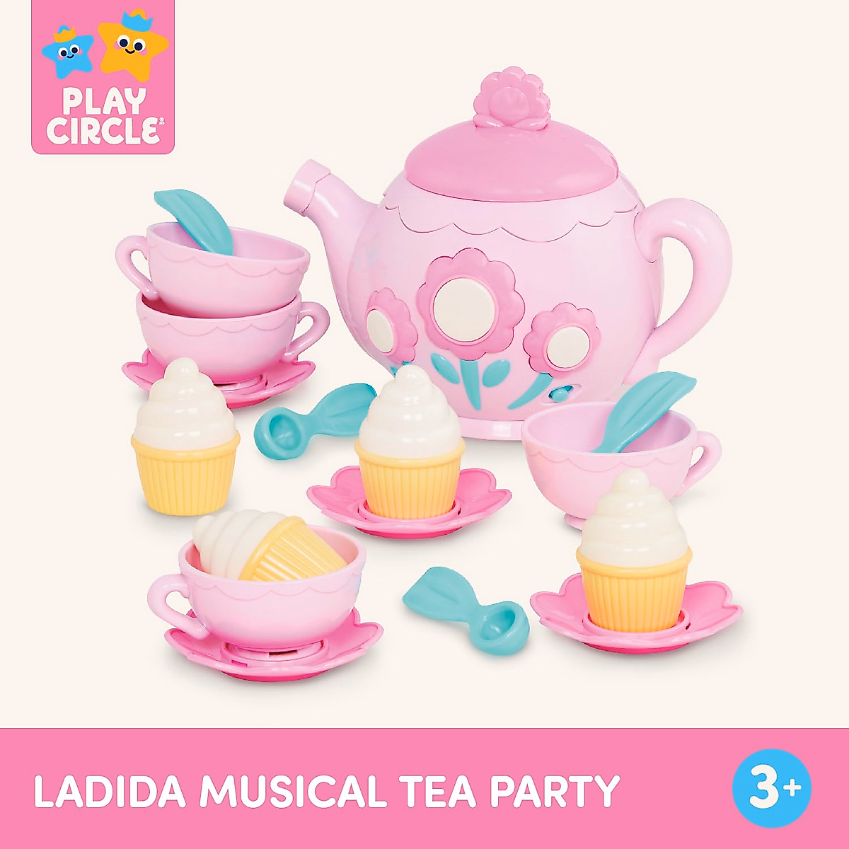 Battat- Play Circle- Singing Teapot – Toy Food – Pretend Play- Kitchen Set – 3 years + (17 Pcs)