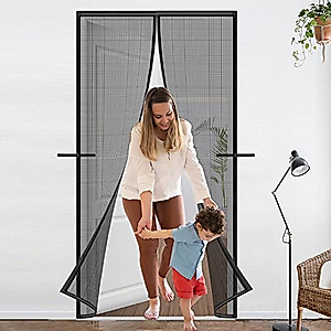 Magnetic Screen Door Fits Doors Up to 38" X 82" and Garage Screen Doors for 2 Car Garage - 16x7 ft