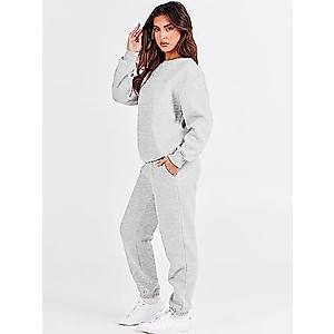 ANRABESS Women's 2 Piece Lounge Sets Fall Outfits Long Sleeve Cozy Casual Crew Neck Sweatsuit Matching Set 2023 Fashion Clothes Loungewear A1014qianhuahui-L