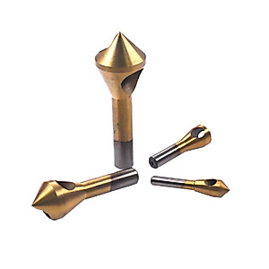 HGC 4Pcs Chamfer Countersink Deburring Drill Bits Set Cutting Metal Tool