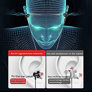 Heave USB Type C Wired in-Ear Earbuds with Mic,Noise Cancelling Headsets Sports Headphones with Stereo Deep Sound for Running Workout Red