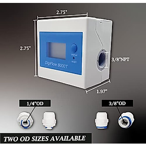 IDENTER Filter Monitor Flowmeter Digital LCD Display Water Liquid Control Flow Sensor 3/8" NPT Liter/Gallon Counting Down
