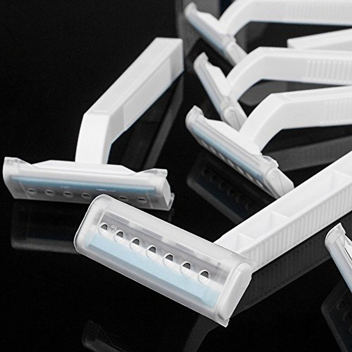 QSHAVE Men's Disposable Razor Shaver with Double Layer Blade, 10 Count (White)